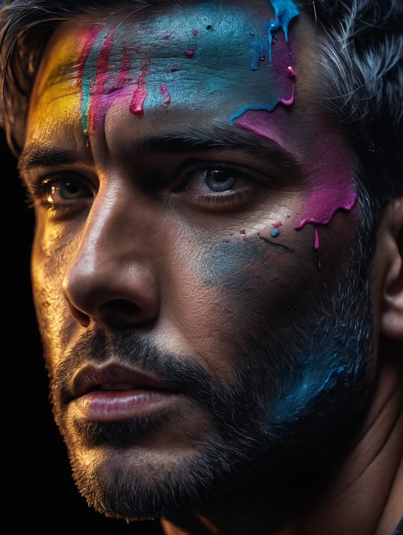 Premium Free ai Images | colorful ink cascaded the canvas forming human ...