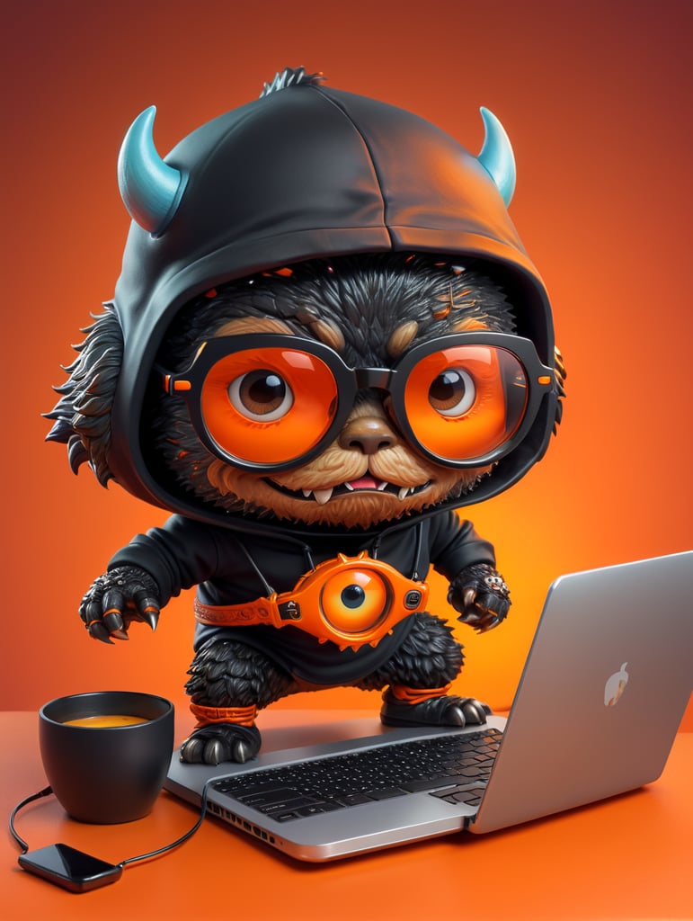 Premium Free ai Images | mascot monster typing laptop cute mascot ...