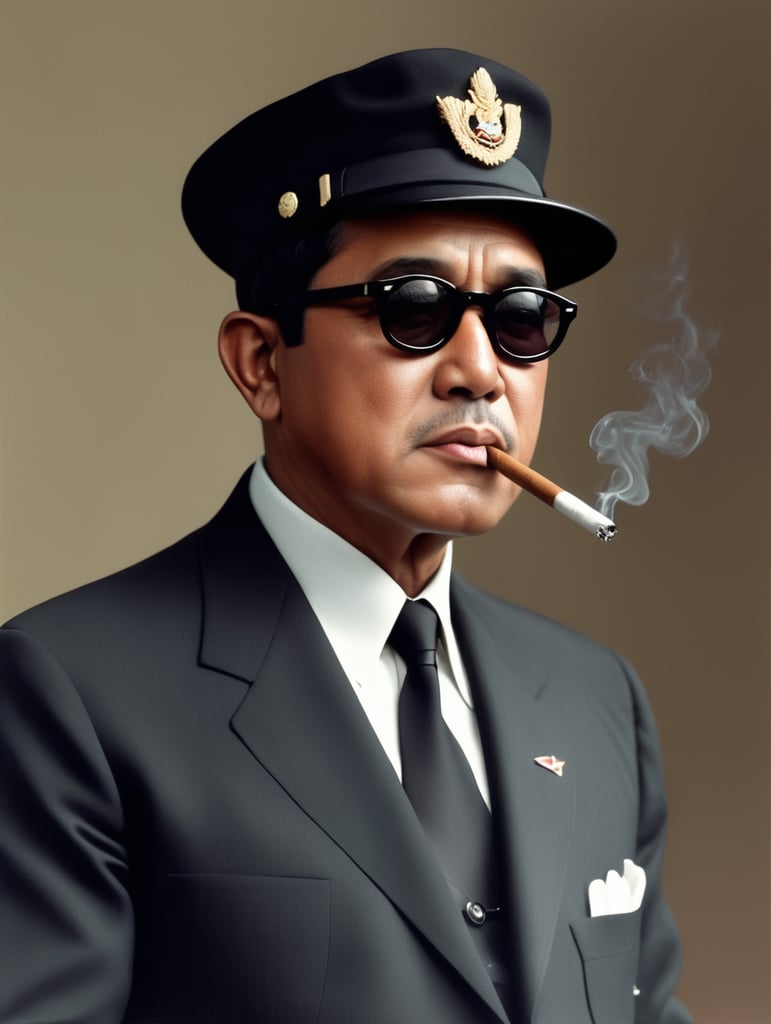 Premium Free ai Images | presiden soekarno menggunakan jas hitam ...