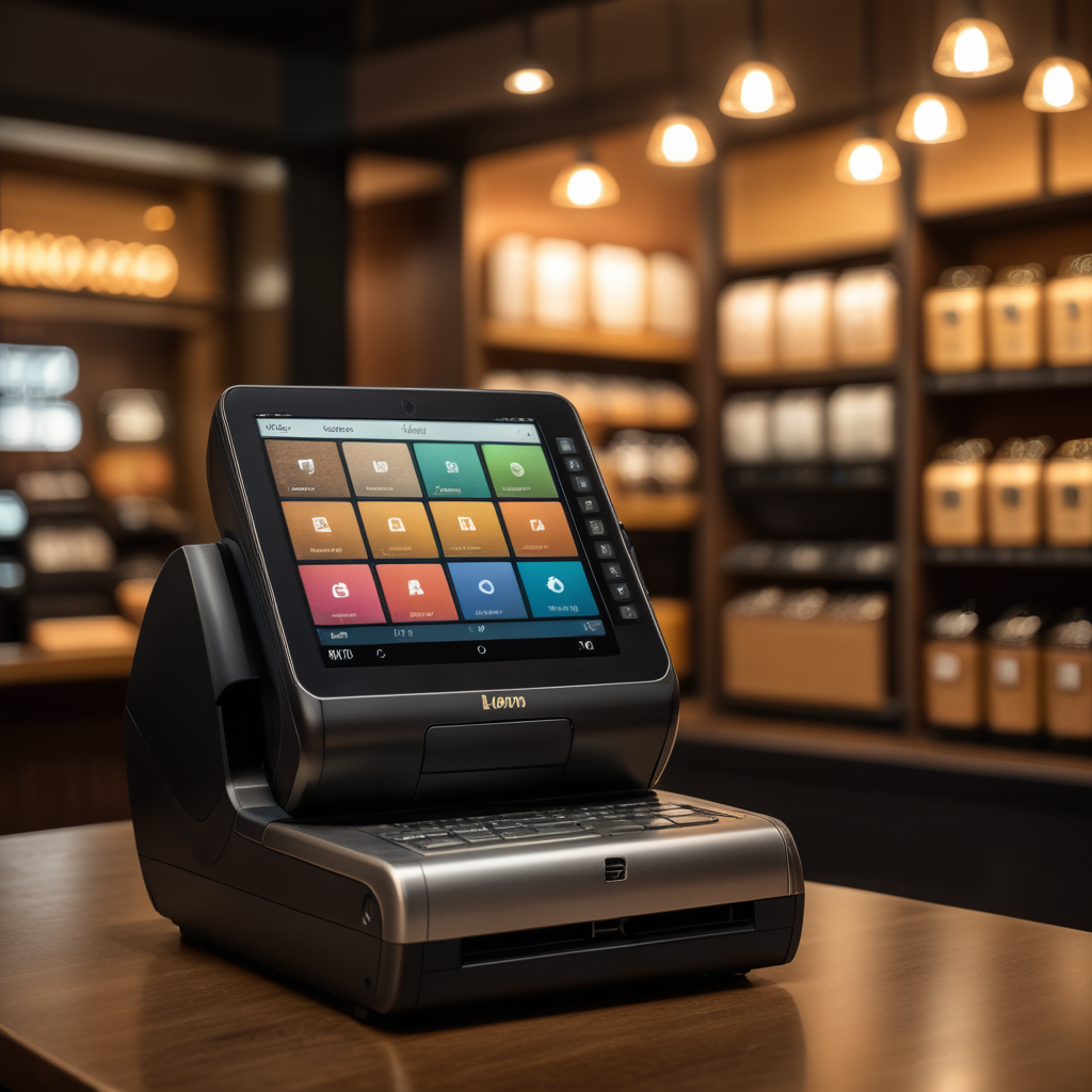 Premium Free ai Images | modern pos machine screen warm background