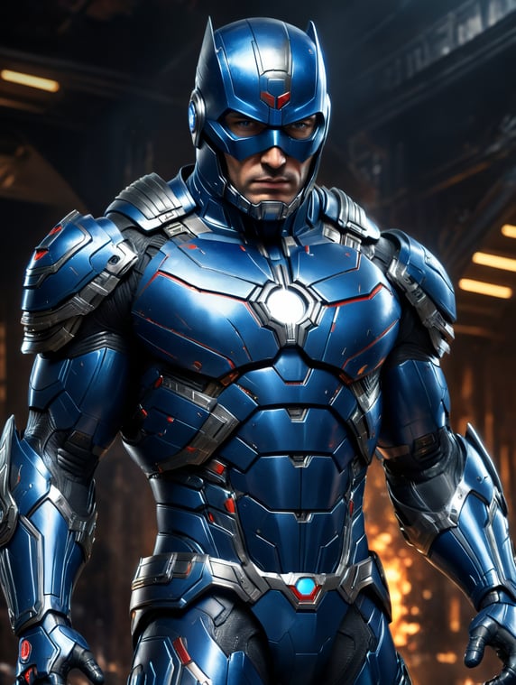 Premium Free ai Images | blue colour of super hero suit with the hand ...