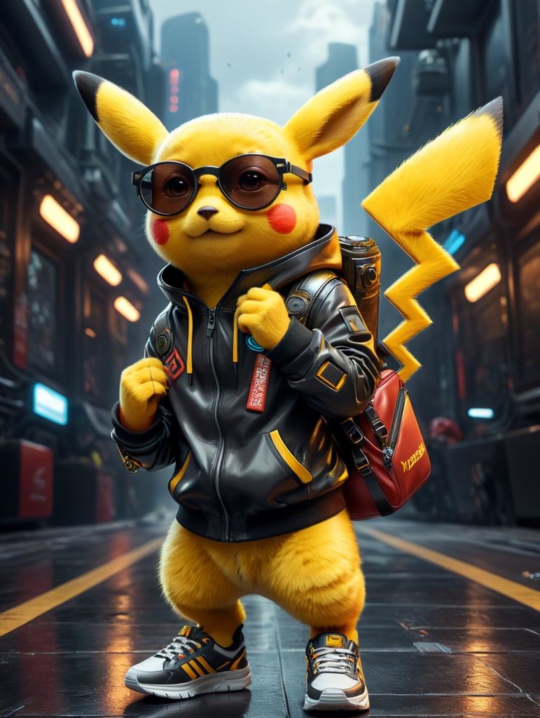 Premium Free ai Images | cute stylish pikachu rap artist dressed in ...