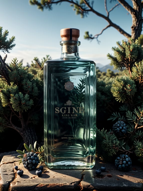 Premium Free ai Images | professional photography of square gin bottle ...