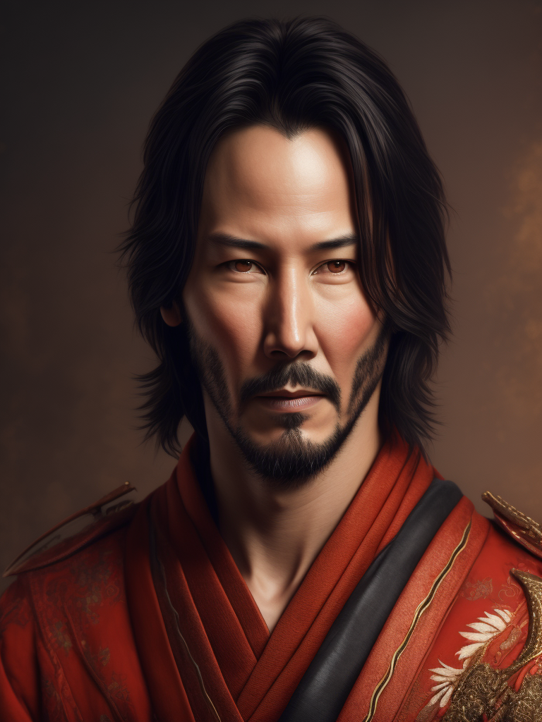Premium Free ai Images | portrait of keanu reeves as samurai in red ...