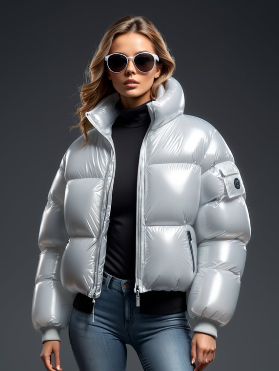 Premium Free ai Images | inflatable white minimalist womens puffer ...
