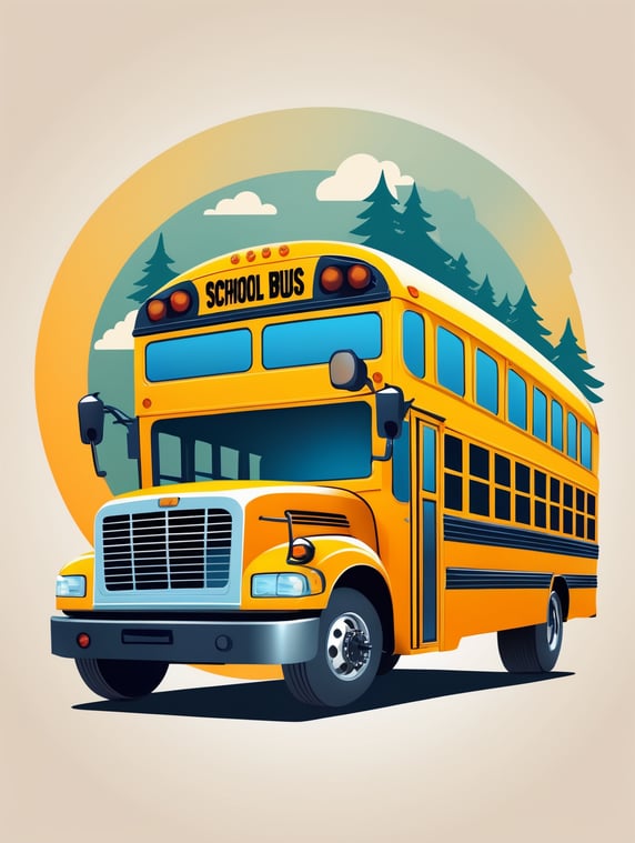 Premium Free ai Images | school bus vector mascot logo bright colors ...