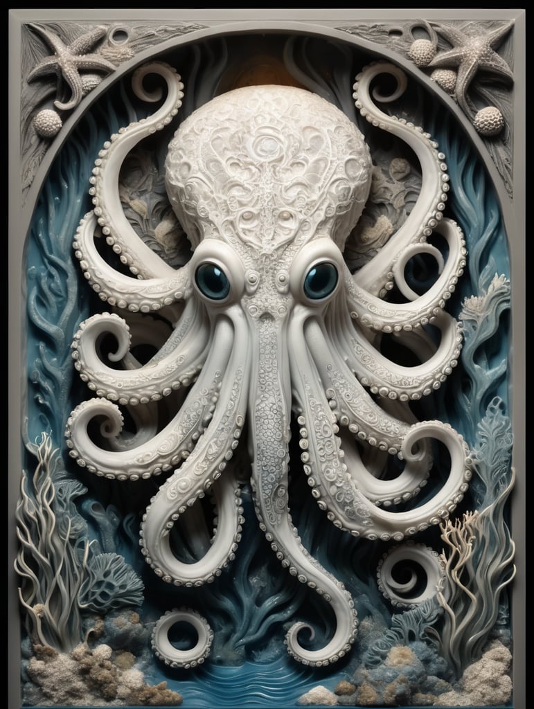 Premium Free ai Images | imagine curious octopus in bas relief its ...