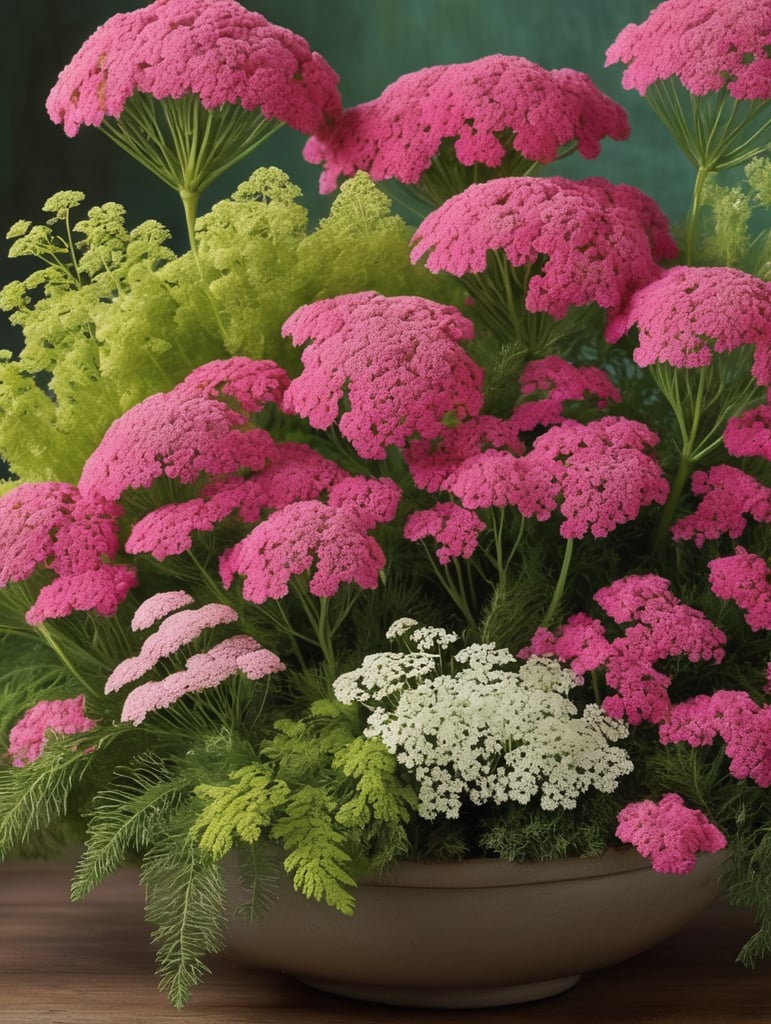Premium Free ai Images | flower bouquet with pink yarrow white queen ...