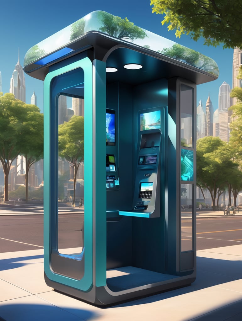 Premium Free ai Images | sleek state of the art telephone booth with ...