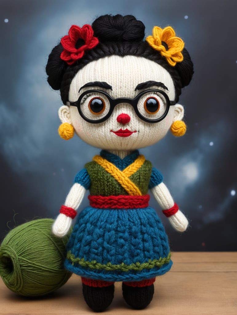 Premium Free ai Images | geeky handcrafted delight frida khalo knitted ...