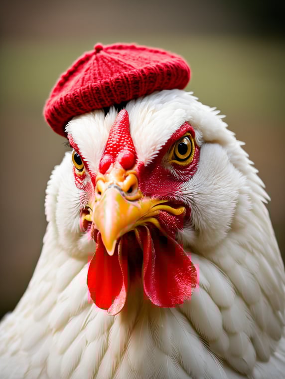 Premium Free ai Images | chicken with red hat