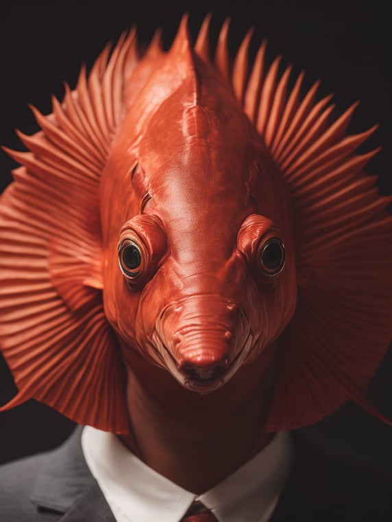 Premium Free ai Images | demonic red fish with red horns painting in ...