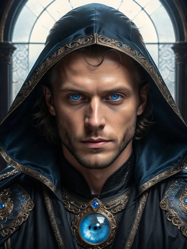 Premium Free ai Images | handsome brooding blue eye man standing in ...