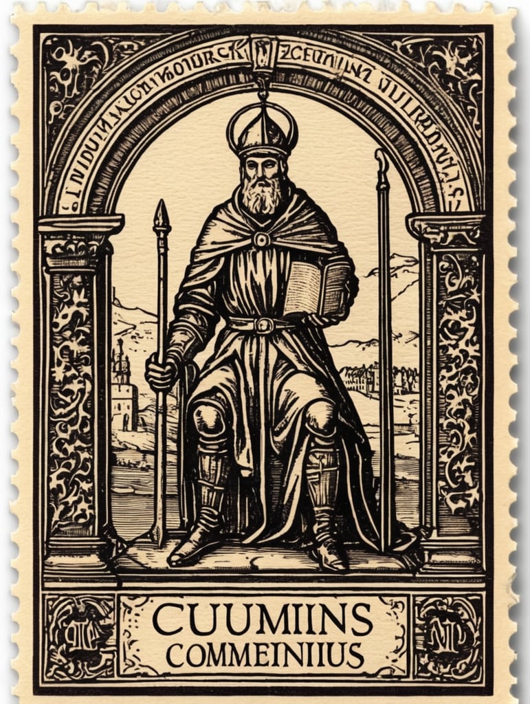Premium Free ai Images | medieval style stamp ex libris œcumenius