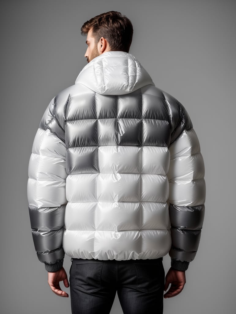 Premium Free ai Images | inflatable white minimalist mans puffer jacket ...