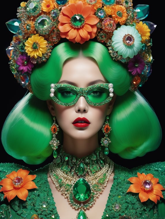 Premium Free ai Images | retrofuturism retro future green vampire ...