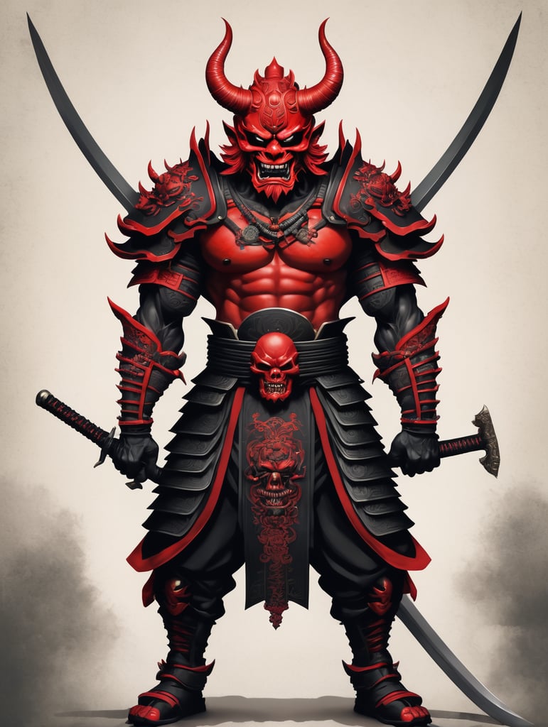 Premium Free ai Images | illustration of demon with two swords and ...