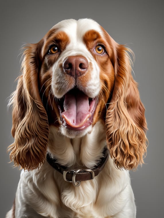 Premium Free ai Images | laughing cocker spaniel sitting front camera ...