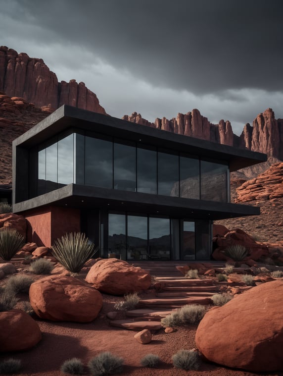 Premium Free ai Images | modern organic contemporary red rock desert house