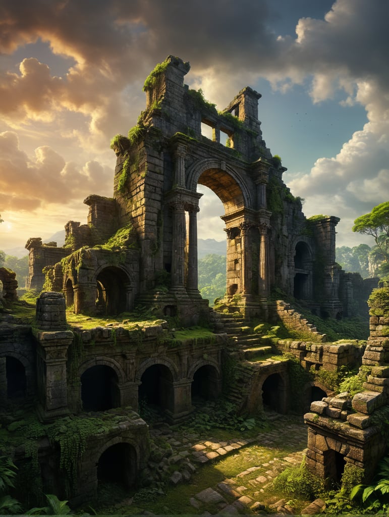Premium Free ai Images | ancient ruins landscape