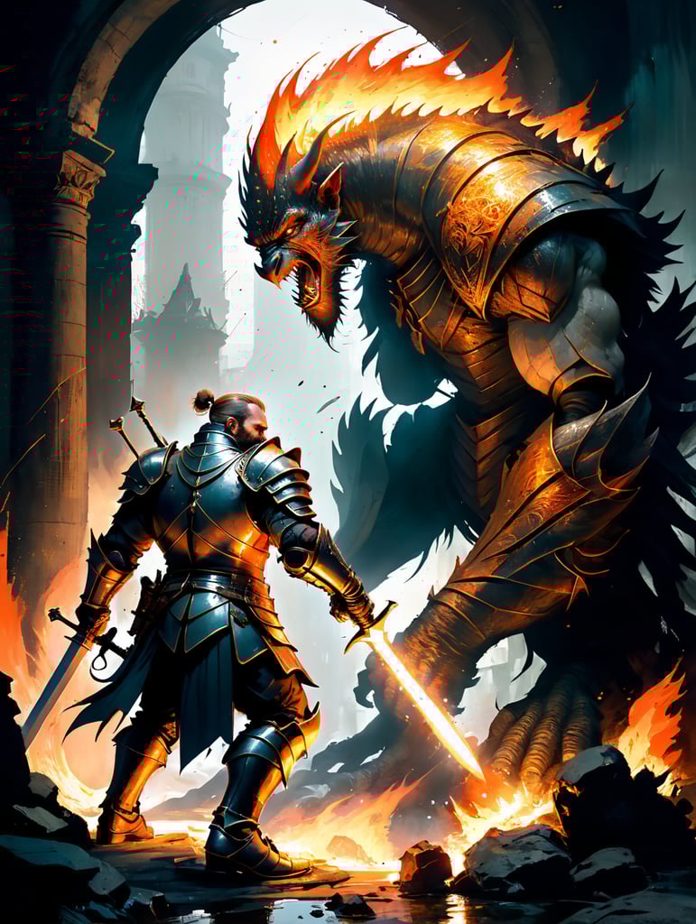 Premium Free ai Images | knight dwarf wizard and elf about to fight ...