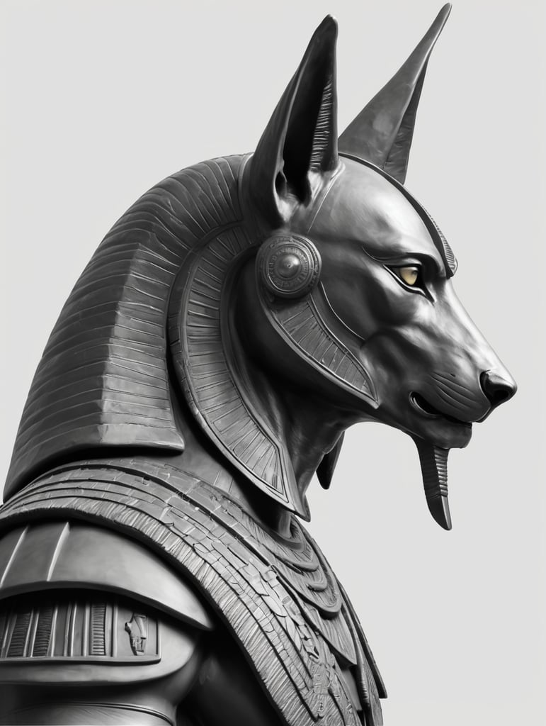 Premium Free ai Images | anubis statue side view long nose upper body ...