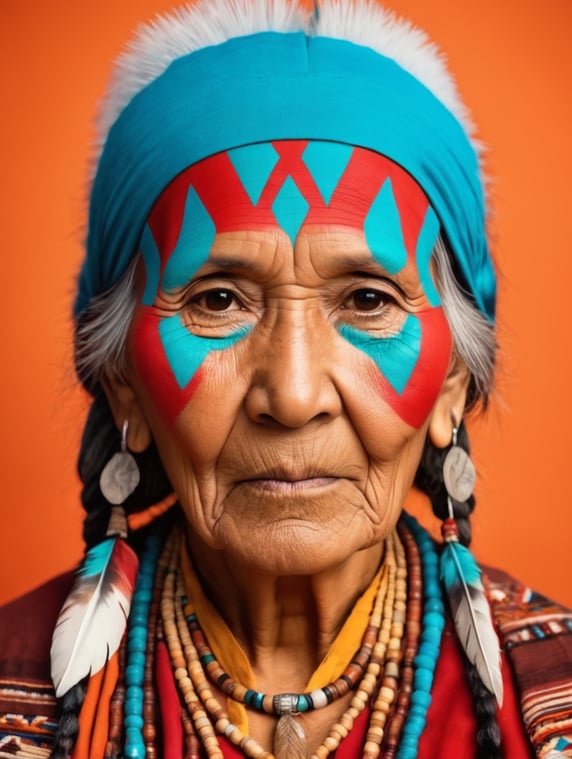 Premium Free ai Images | native american old woman in national dress