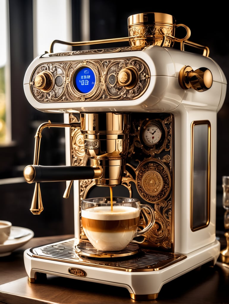 Premium Free ai Images | coffee maker made in steampunk style decorated ...
