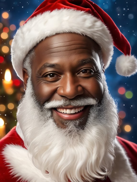 Premium Free ai Images | portrait of black santa claus smiling ...