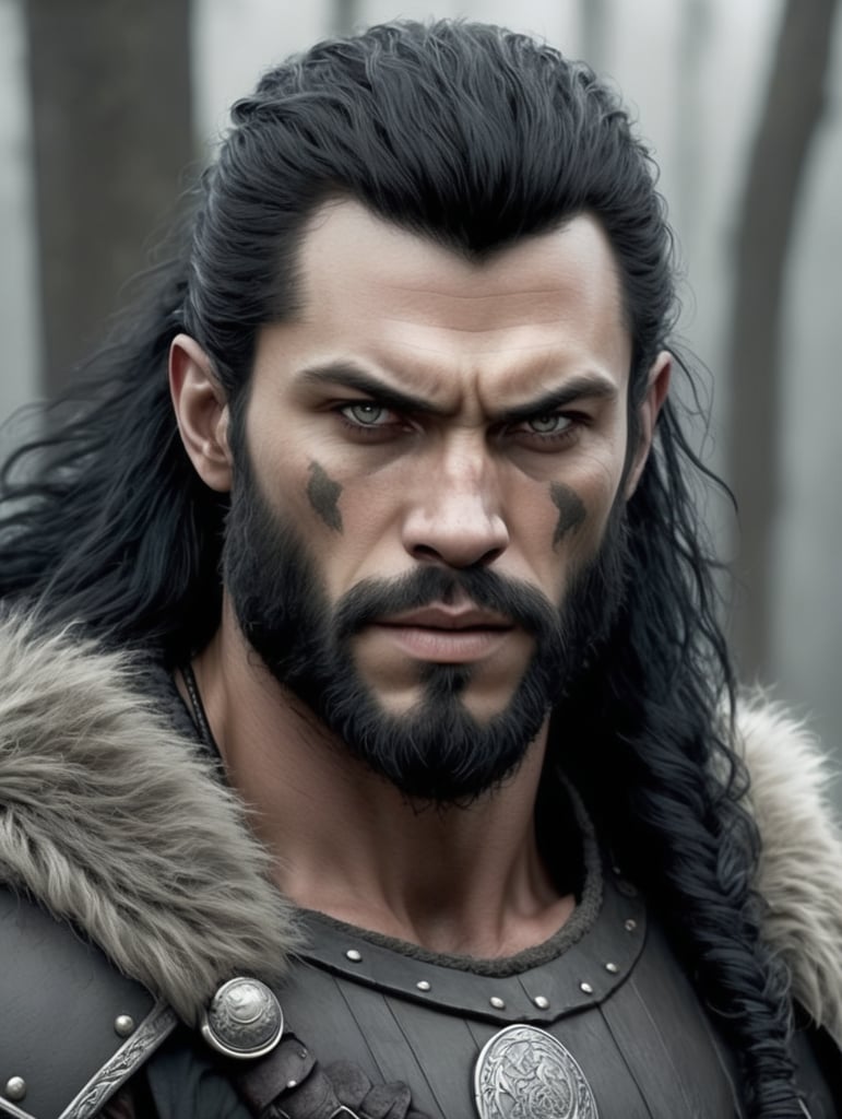 Premium Free ai Images | viking black hair werewolf
