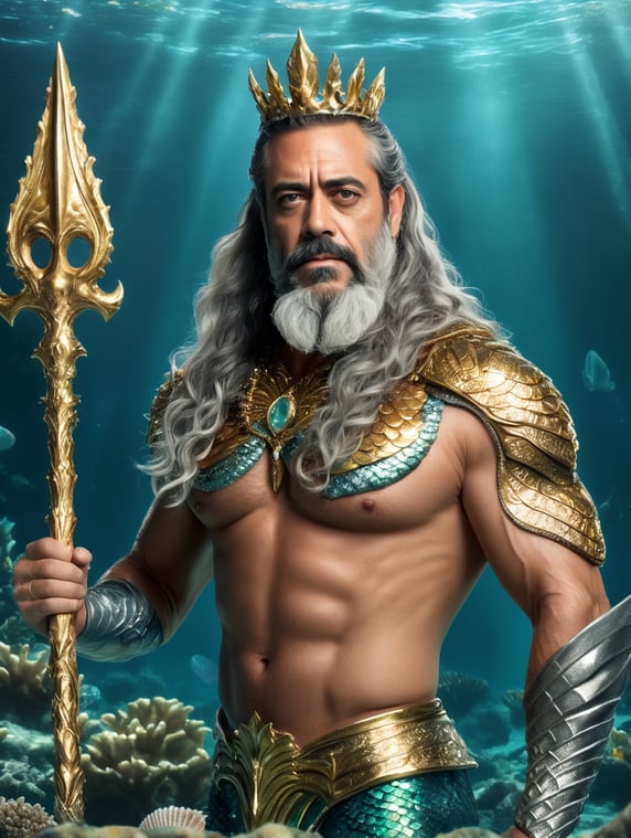 Premium Free ai Images | jeffrey dean morgan as merman king iridiscent ...