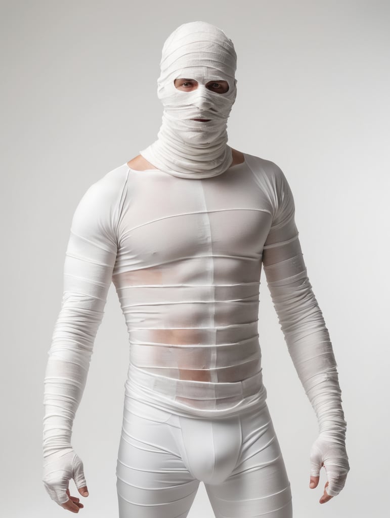 Premium Free ai Images | photograph of man covered in bandages with ...