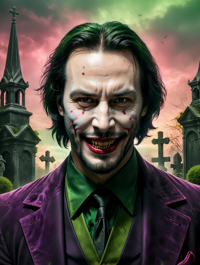 Premium Free ai Images | portrait of keanu reeves in joker costume for ...