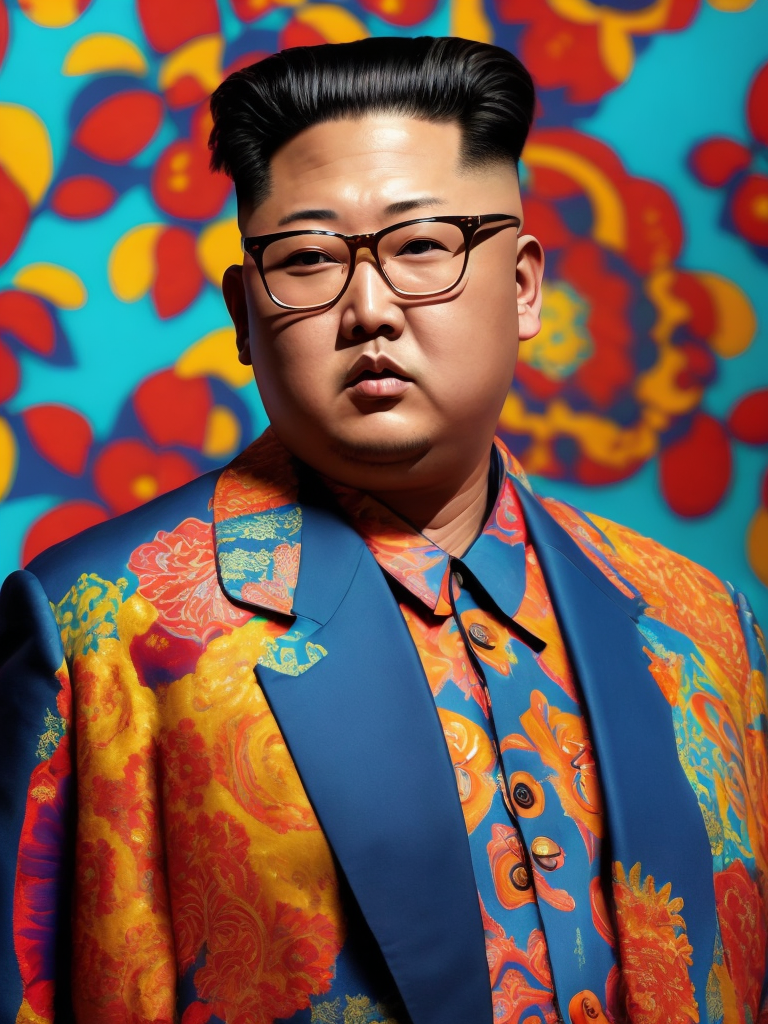 Premium Free ai Images | kim jong un wearing brightly patterned jacket ...