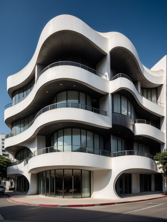 Premium Free ai Images | white building with curved shapes in front in ...