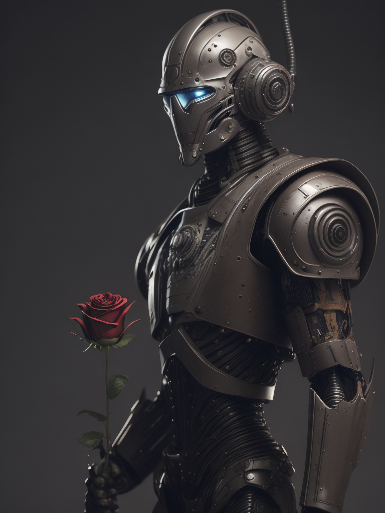 Lumenor AI Image Generation - portrait of robot detective holding rose ...