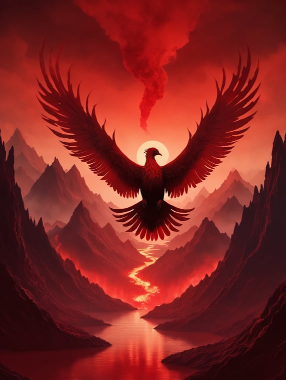 Premium Free ai Images | phenix silhouette rouge sang en en arriere ...
