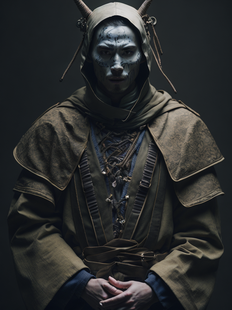 Lumenor AI Image Generation - samurai portrait mirror no face