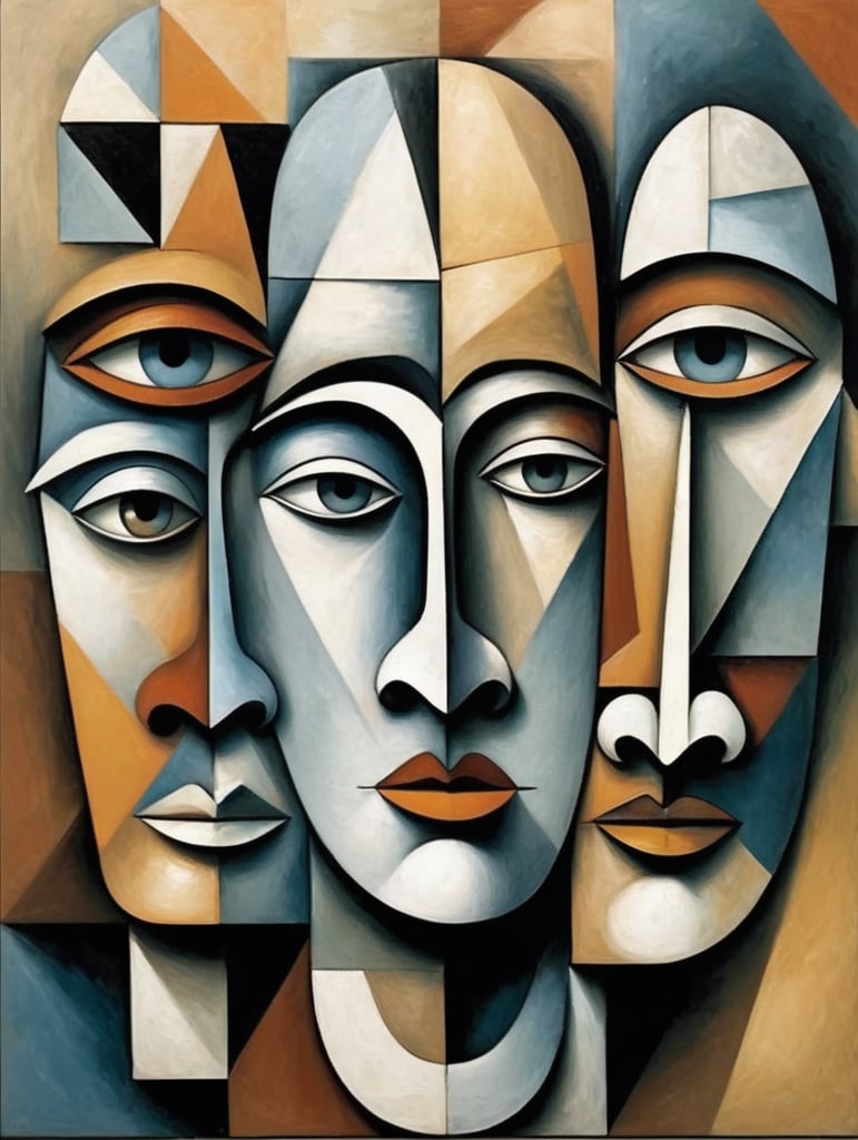 Premium Free ai Images | picasso kubizm tablosunu esas alarak bir insan ...