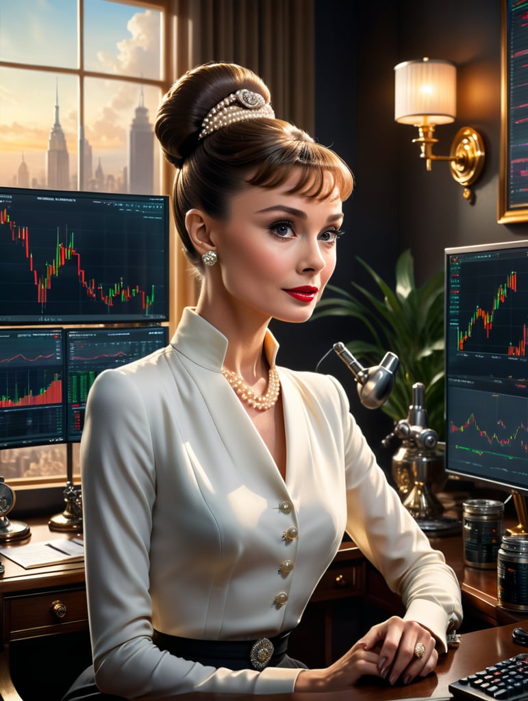 Premium Free ai Images | stunning portrait of audrey hepburn as ...