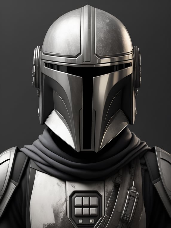 Premium Free ai Images | front view of black and white mandalorian ...