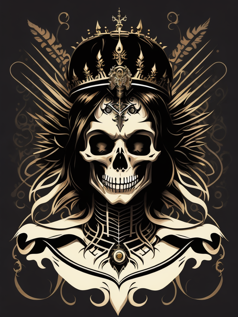 Lumenor AI Image Generation - vector art of queen skeleton tattoo