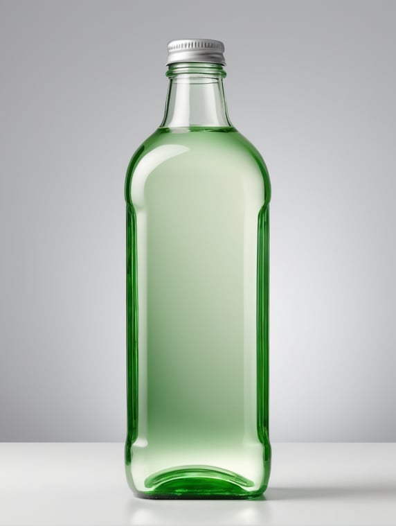 Premium Free ai Images | square green glass bottle with mineral water ...