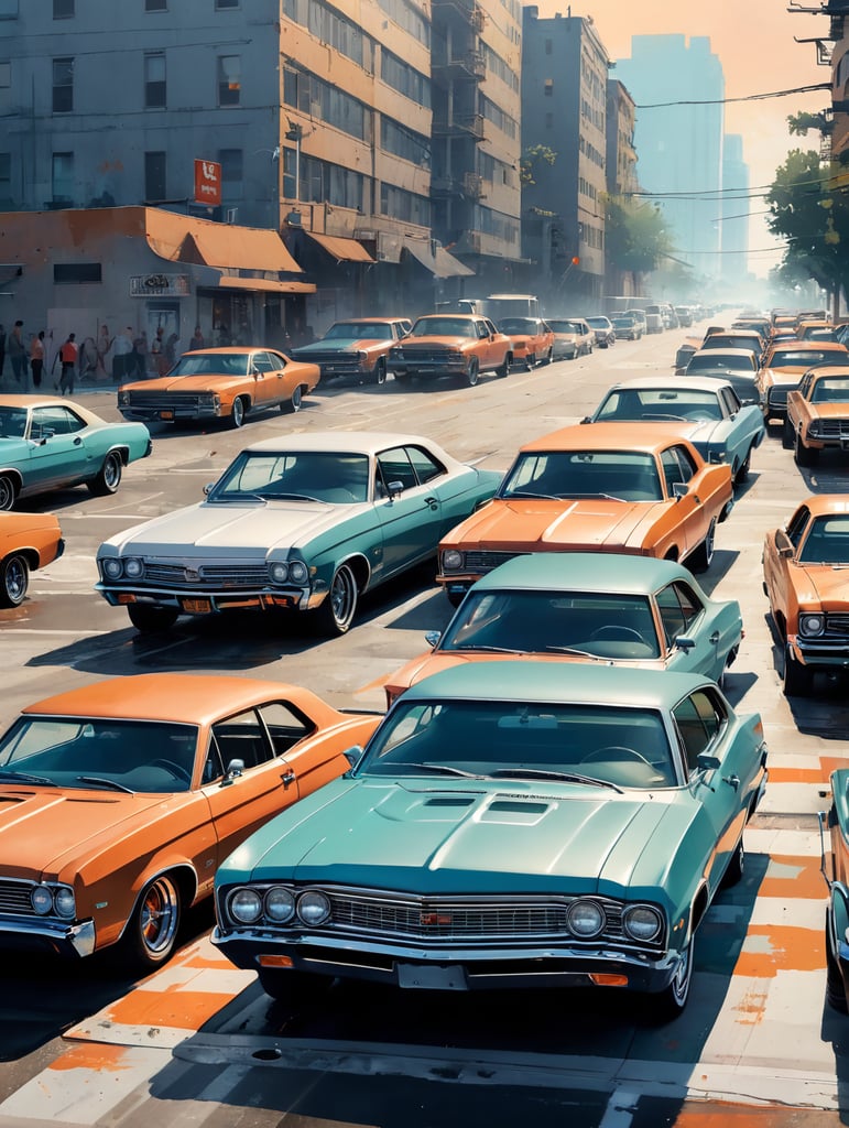Premium Free ai Images | gathering of american cars in parking lot ...