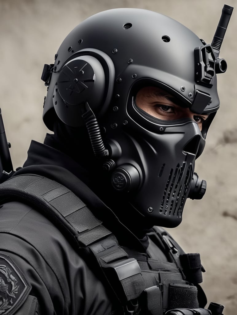 Premium Free ai Images | military operative wearing skull mask and ...