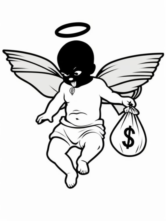 Premium Free ai Images | gangsta baby cheerub boss sticker with bag of ...