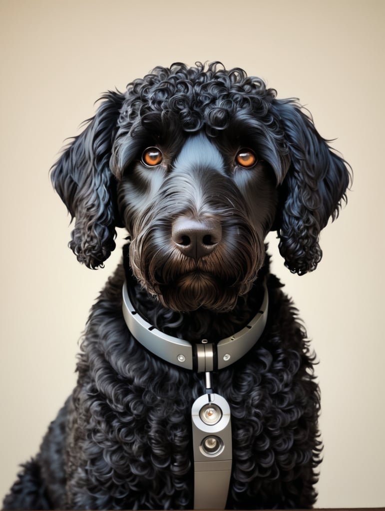 Premium Free ai Images | robotic labradoodle black dog