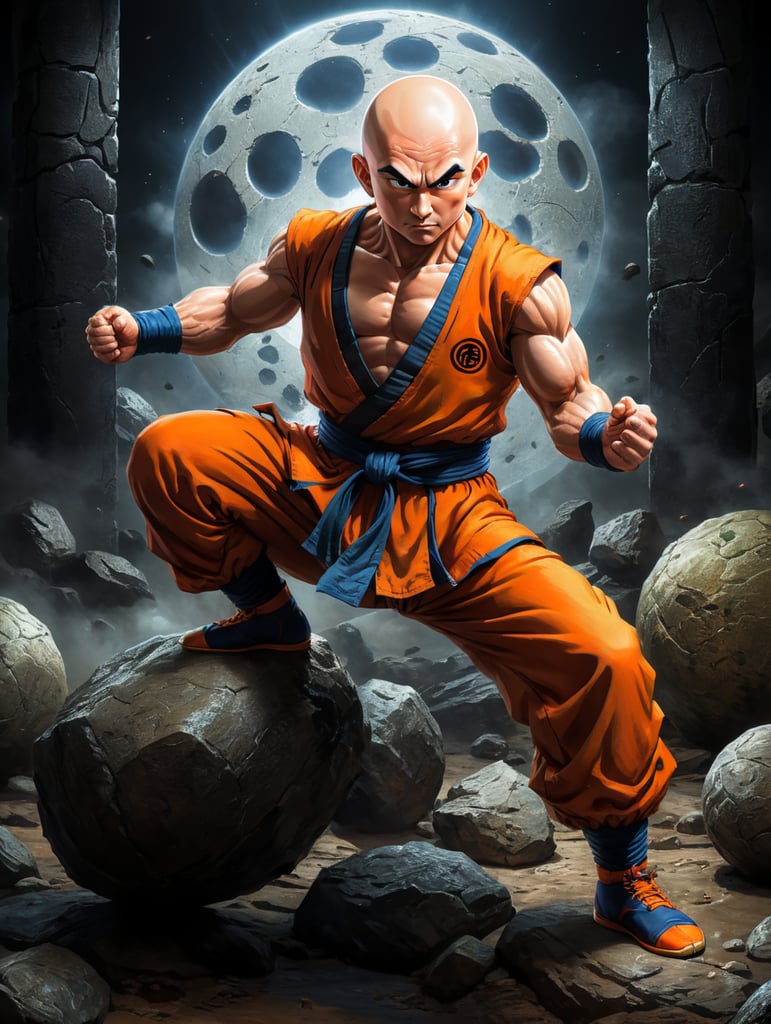 Premium Free ai Images | krillin is bald martial artist and one of ...