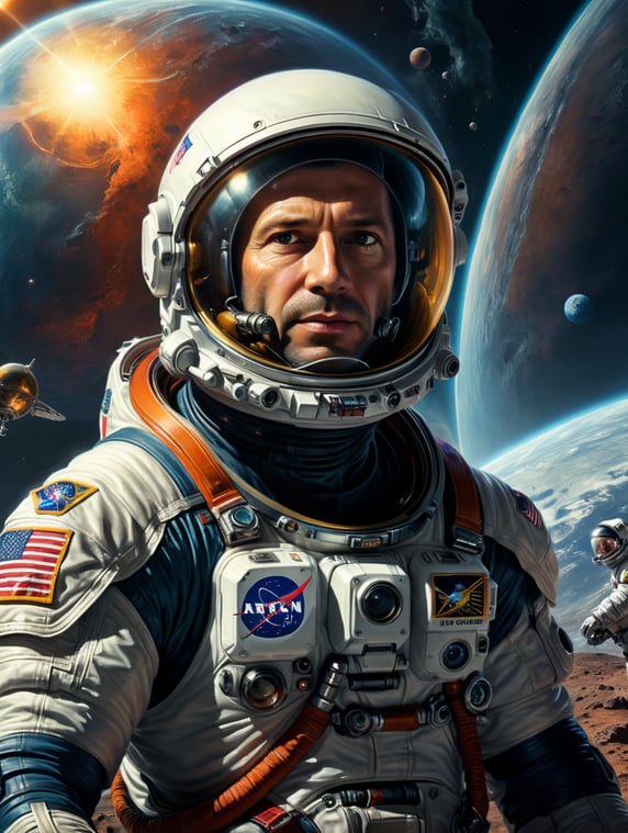 Premium Free ai Images | astronaut portrait space repair space ...