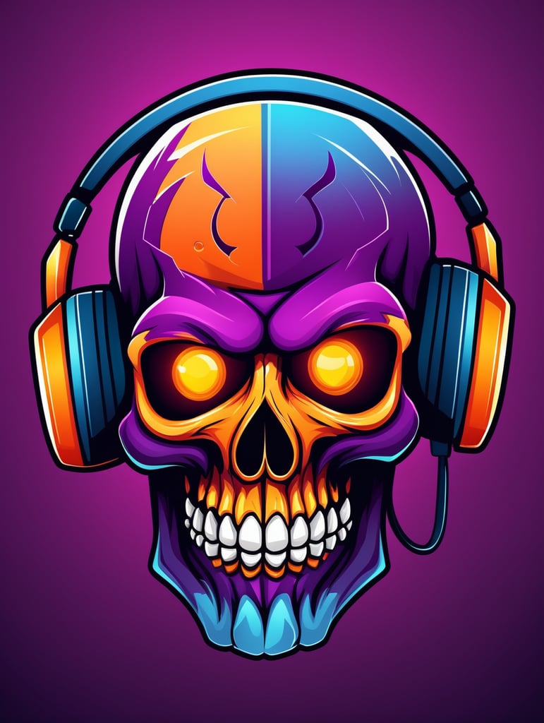 Premium Free ai Images | skull gamers mascot logo gaming bright colors ...